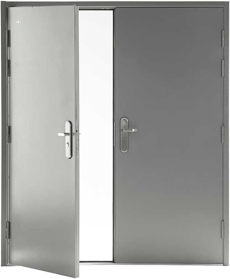 VIZ-PRO Quick Mount Double Steel Security Door with Frame and Hardware ...