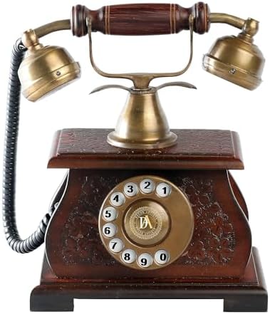 landline Telephone Vintage Collection Brass and Wooden Carving ...