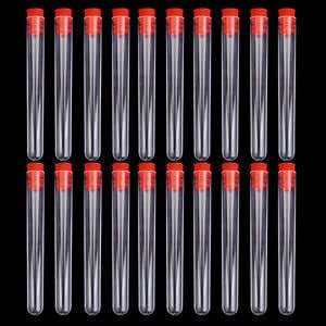 20pcs Non-Graduated Plastic Test Tubes Lab Sample Container with Caps ...