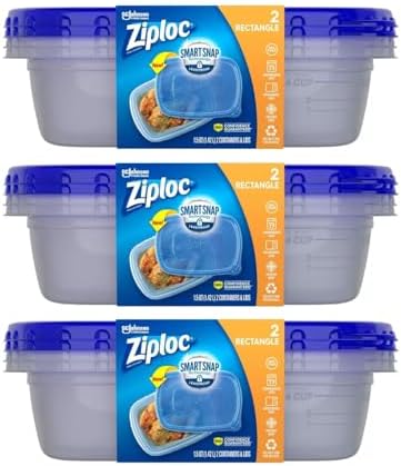 Amazon.com: Ziploc Large Rectangle 9 Cup Containers with Lids, 2 Count ...