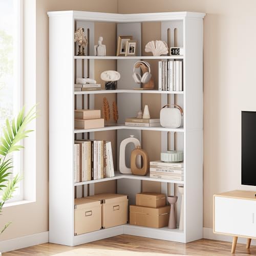 Amazon.com: DDJ 6-Tier Corner Bookshelf, 75.2" Tall Corner Bookcase ...