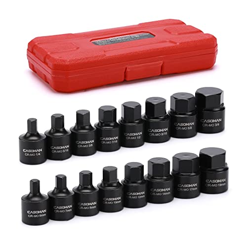 CASOMAN 16 Piece 3/8 Inch Drive Low Profile Impact Hex Driver Set, Cr ...