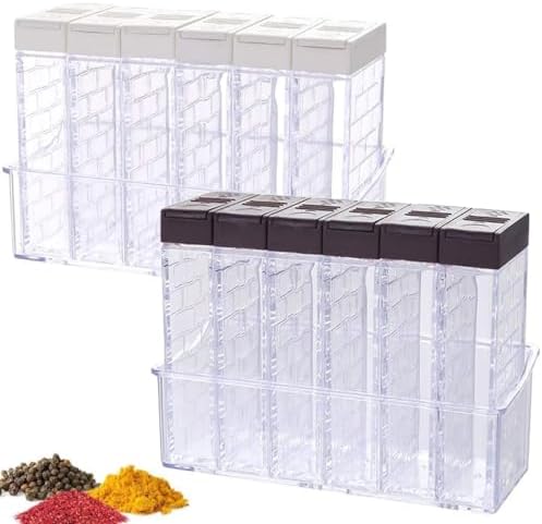 Amazon.com: Spice Shaker, 6 Pcs Seasoning Rack Spice Pots Storage ...