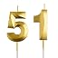 Amazon.com: AOOLADA 51st Birthday Candles, Gold 51 Year Old Number ...