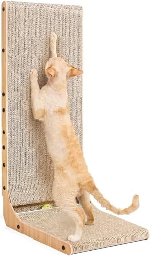 EHEYCIGA Cardboard Cat Scratcher for Indoor Cats, 32 Inch L Shaped ...