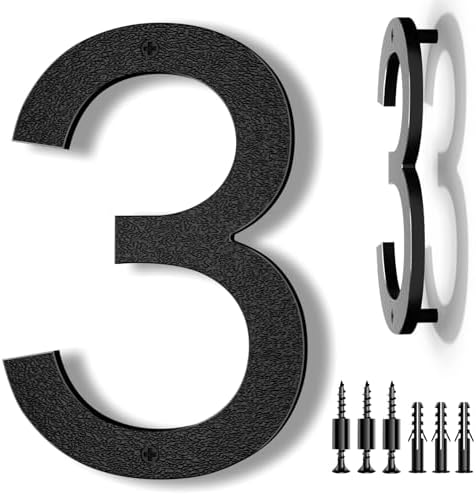 IVERRA 8 Inch Large Floating House Numbers, Black Modern House Number ...