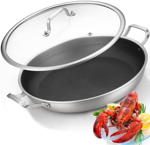 Amazon.com: Inqibee Tri-Ply Stainless Steel Paella Pan with Lid,Large ...