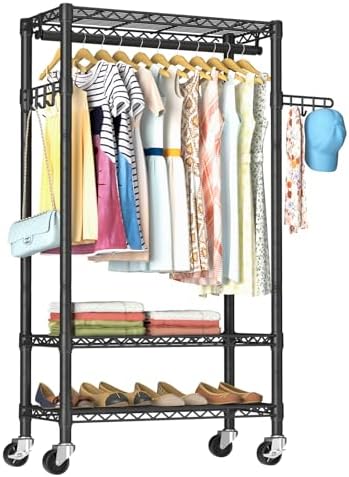 Amazon.com: AOODA Double Rod Long Clothing Racks for Hanging Clothes ...