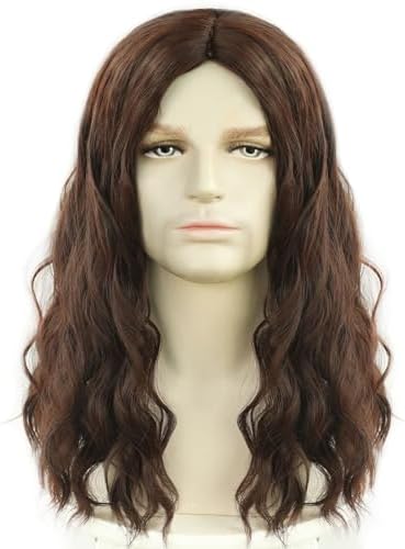 Amazon.com: HUNIGIR Brown Wig Mens Long Brown Wig 80s Wig Middle Part ...