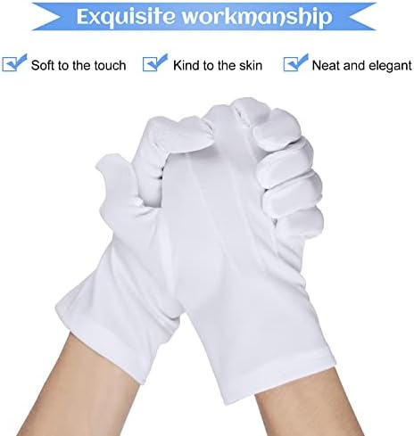 Yolev 6 Pairs White Gloves Men Uniform Gloves Parade Costume Gloves ...