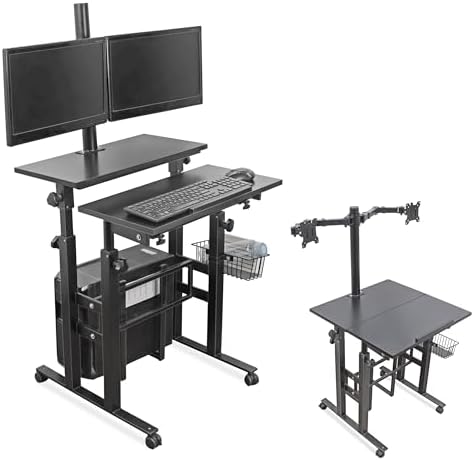 Isomars Computer/Laptop Table with Dual Monitor Mount, Adjustable ...
