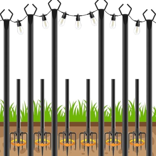 Amazon.com: AHRLHR 6 Pack String Light Poles, Outdoor String Light Pole ...