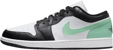 Amazon | Nike Air Jordan 1 Low メンズ ホワイト/ブラック-グリーン グロー 553558 131 | バスケットボール