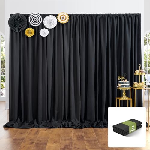 Amazon.com : Joydeco Black Backdrop Curtains for Parties, 10x7 Wrinkle ...