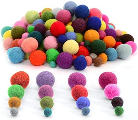 Amazon.com: Glaciart One Felt Pom Poms, Wool Balls (240 Pcs) 4 Sizes: 1 ...
