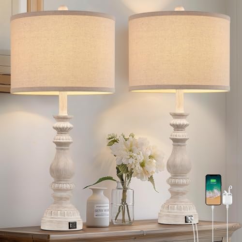 28.5" Tall Farmhouse Table Lamps Set of 2 for Living Room Rustic ...