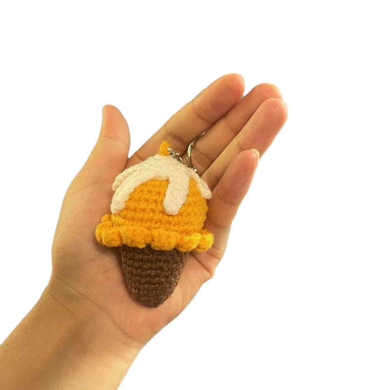 Amazon.com: Crochet Ice Cream Keychain, Cute Handmade Amigurumi ...