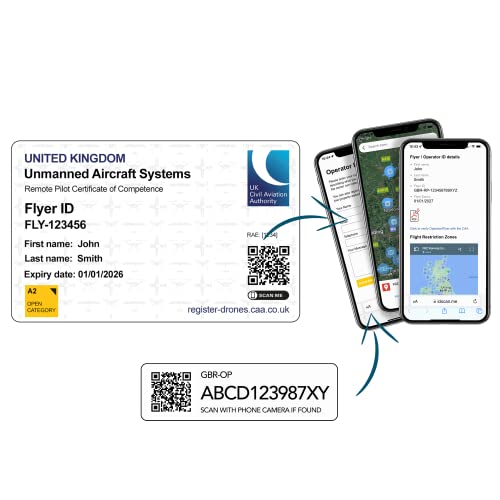 Drone Flyer ID Card with 5 x QR Operator ID Stickers | A2 Certificate ...