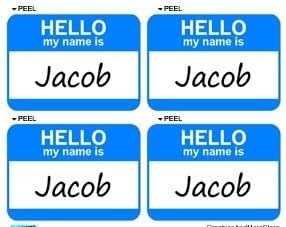Amazon.com - Hello My Name Is Jacob - Sheet of 4 - Window Bumper Laptop ...