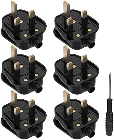 UK 3 Pin Plug 13A Fused Mains Plugs for Security Lights Floodlights Pack of 6 White : Amazon.co ...