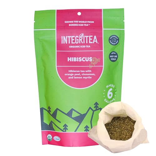 IntegriTEA Organic Hibiscus Tea Bags for Hibiscus Iced Tea - 6-Bag Unsweetened Iced Tea Pack for ...