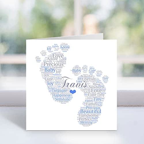 Personalised New Baby Boy Word Art Card : Amazon.co.uk: Stationery ...