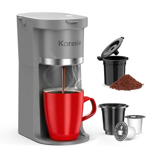 Small Single Serve Coffee Maker, Fast Brew for K-Cup & Ground Coffee, 6 ...