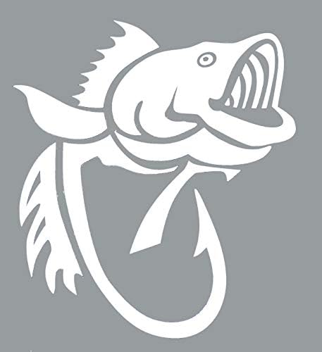 Amazon.com: WickedGoodz Bass Fish Hook Vinyl Decal Transfer - Fishing ...