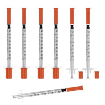 U-100 Syringes with Needle 30Gauge 5/16" inch (8mm),1ml/cc Disposable Syringe, Individual ...