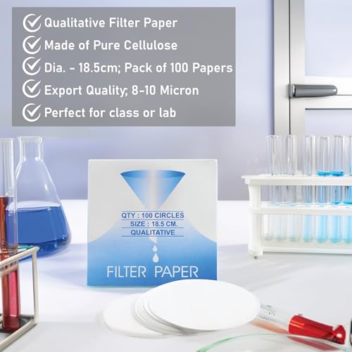 EISCO Pack of 100 Premium Qualitative Filter Paper - 18.5cm, 8-10 ...