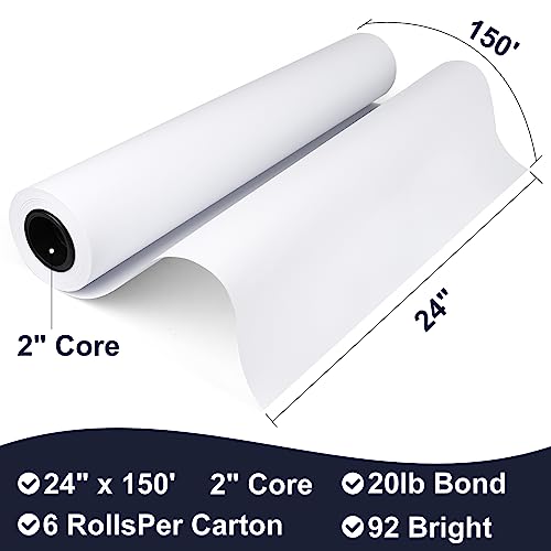 Snapklik.com : Wide Format Paper,6 Rolls Plotter Paper 24 In X 150 Ft ...