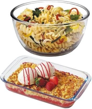 Riddhi Traders Glass Serving Bowl Borosilicate Baking Dish Microwave ...