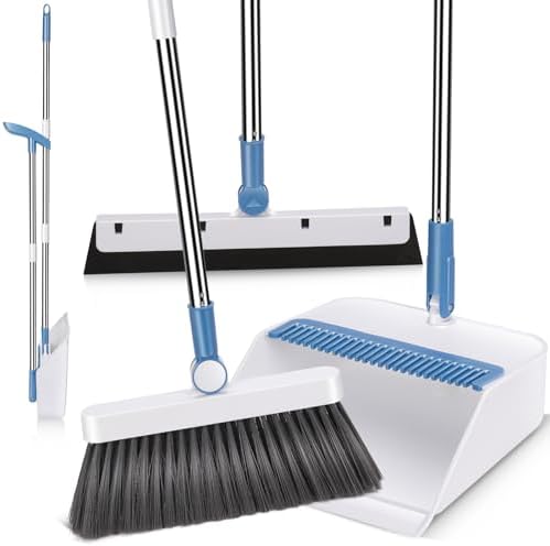 Amazon.com: Long Handle Broom and Dustpan Set with 39.5" Squeegee Broom ...