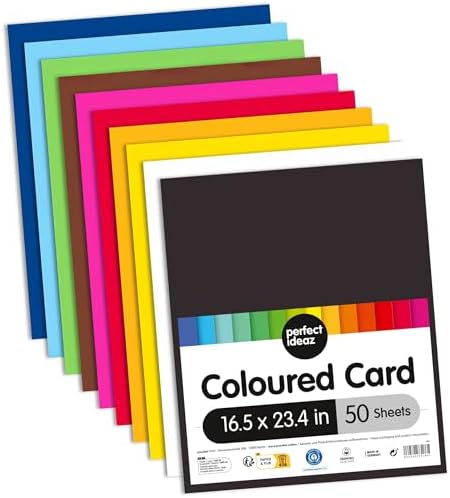 perfect ideaz 50 Sheets Coloured Art Paper A2, Card Stock, Construction ...