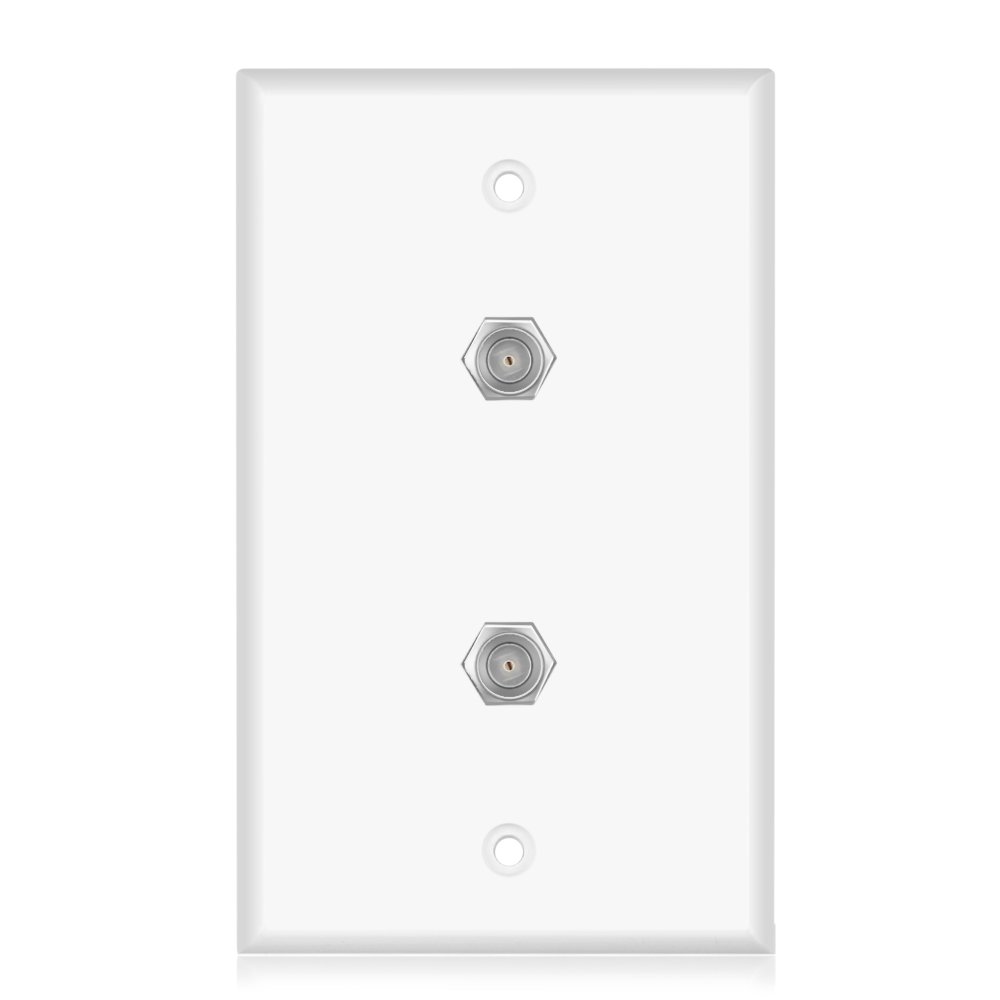 Snapklik.com : Dual Coaxial F Connector Wall Plate White For Cable TV ...
