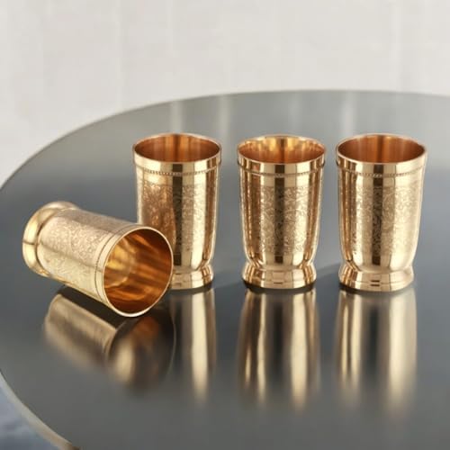 Buy Copper-Master Pure Heavy Brass Glass Tumbler for Drinking Serving ...