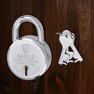 KI SHIELD 1049 Round Steel Keyed Padlock 75mm |10 Levers, 3 Keys ...