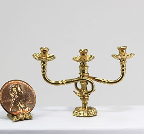 Amazon.com: Dollhouse Miniature Beautifully Designed Gold Candelabra ...