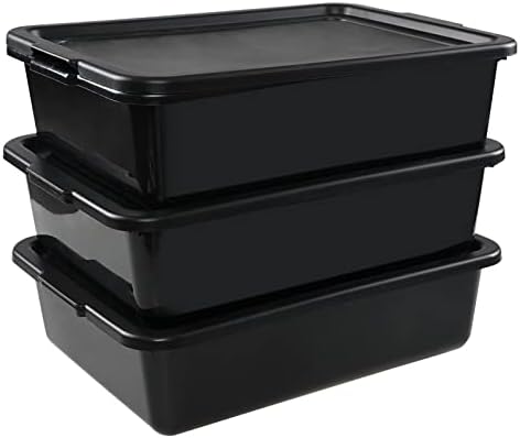 Fiaze 3 Packs Plastic Bus Tubs, 13L Commercial Bus Tubs with Lid, Food ...