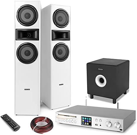 Audizio Tower HiFi System with SHF700W Speakers, Subwoofer, DAB+ Radio ...