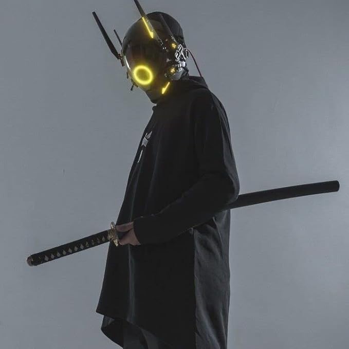 Cyberpunk Helmet, Futuristic Techwear Cyber Mask, Black Cosplay Mask ...