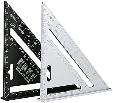 Kawax Premium Aluminum Alloy Double Side 90 Degree Right Angle Triangle Scale Ruler with Metric ...