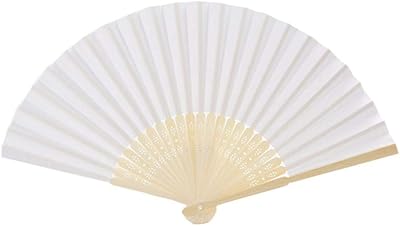 Amazon.com: SL crafts 50pcs Paper Hand Fan with Gift Bags Bamboo ...