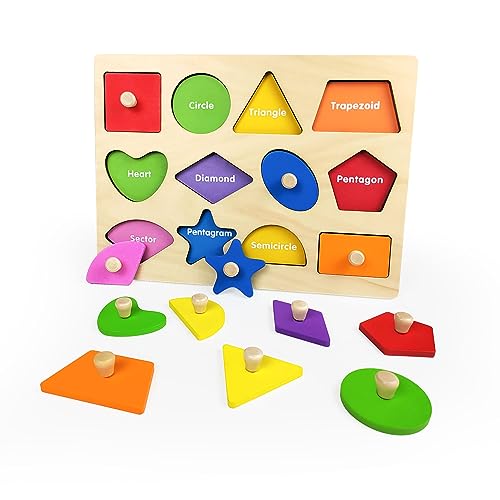 Montessori Toy Wooden Shape Peg Puzzles Montessori Baby Puzzle ...