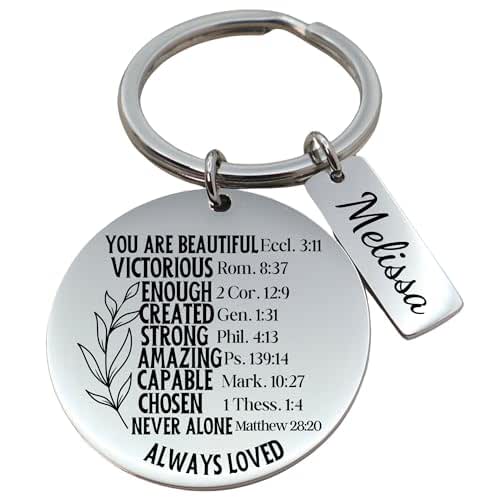 Amazon.com: Custom Bible Verse Stainless Steel Keychain Gift for ...