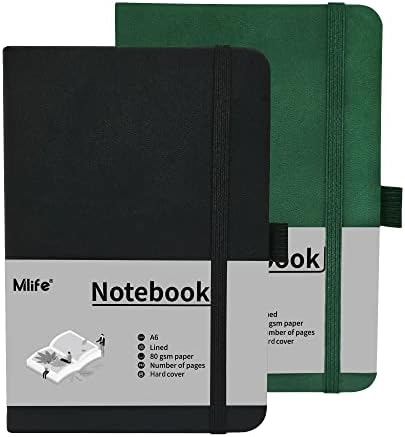 Mlife A6 Small Journal Notebook, Lined Pocket Notebook with Pen Holder ...