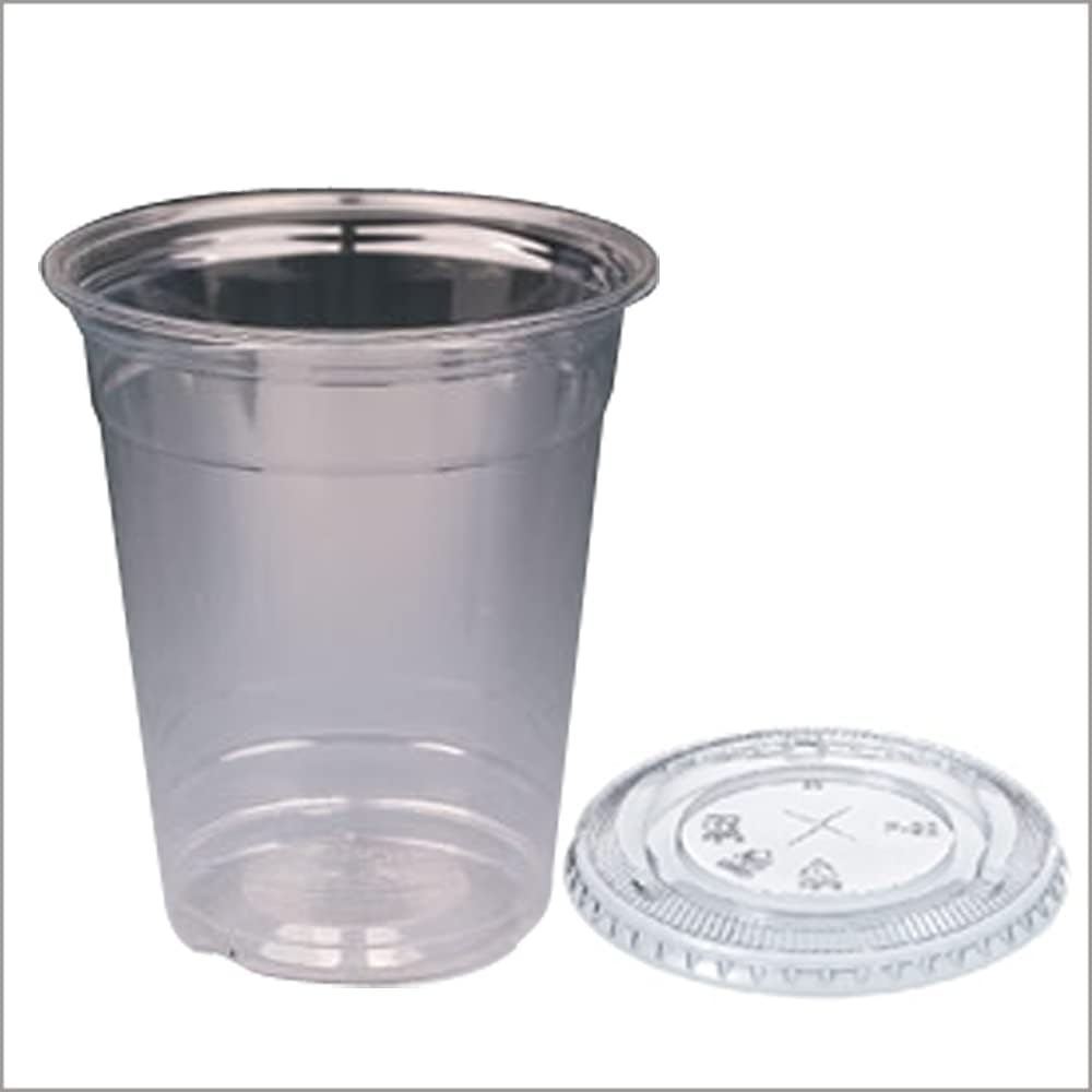 Amazon | HONOR PETカップ 410ml クリアー (フラットリッド付き 50 個セット) | ノーブランド品 | 使い捨てドリンクカップ