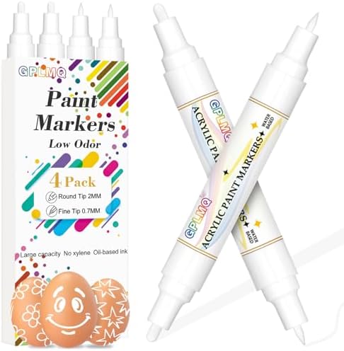 Amazon.com: GPLMQ White Paint Pens - 4 Pack Dual Tip Acrylic Paint ...