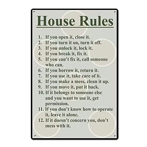 Amazon.com: House Rules Metal Tin Sign 12 House Rules Retro Poster Cafe ...
