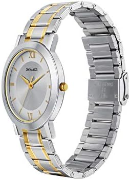 Sonata Quartz Analog with Date Silver Dial Stainless Steel Strap Watch ...